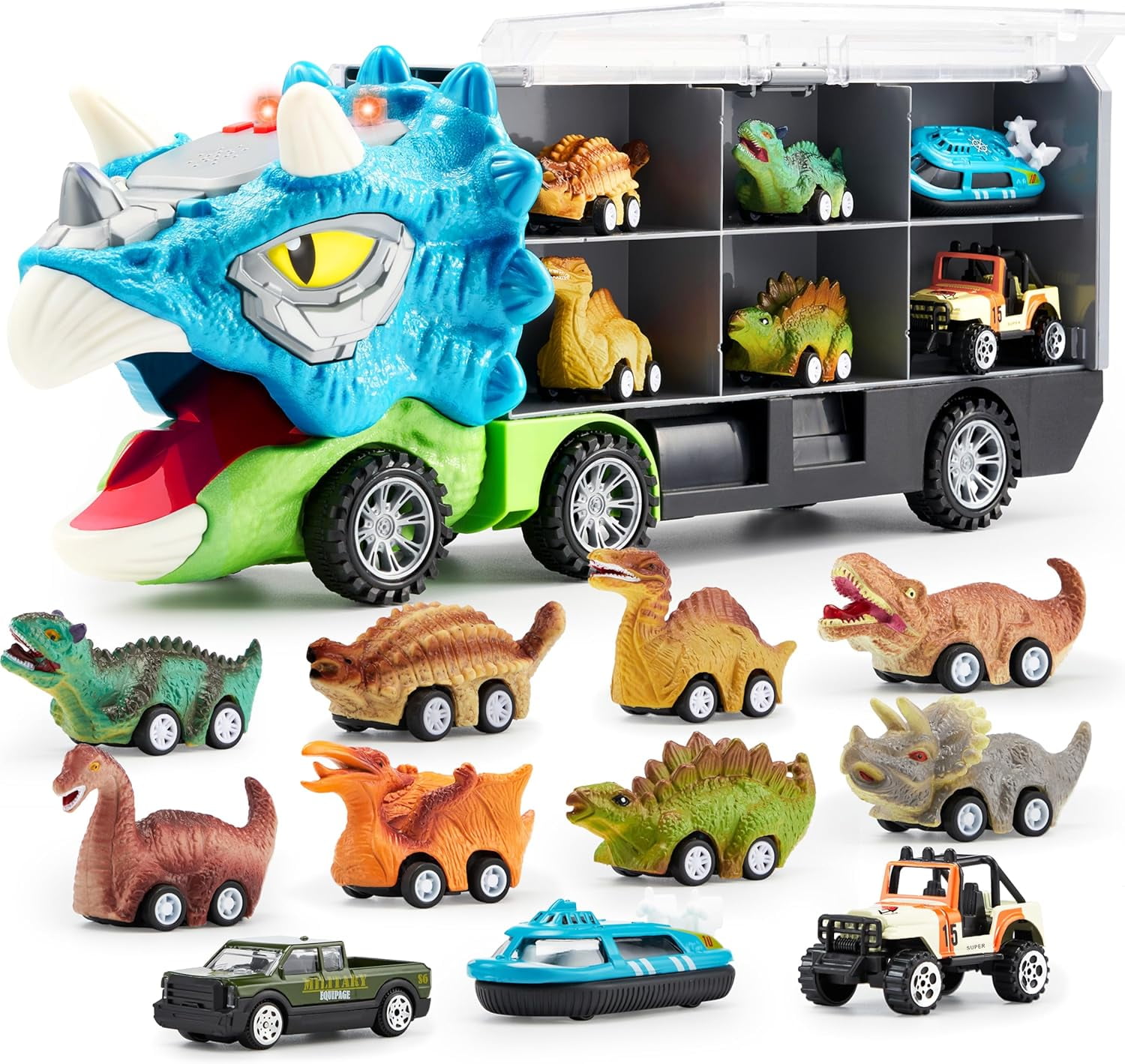 Dinosaur Toys for Kids Dinosaur Truck with Pull Back Cars, Small Cars ...