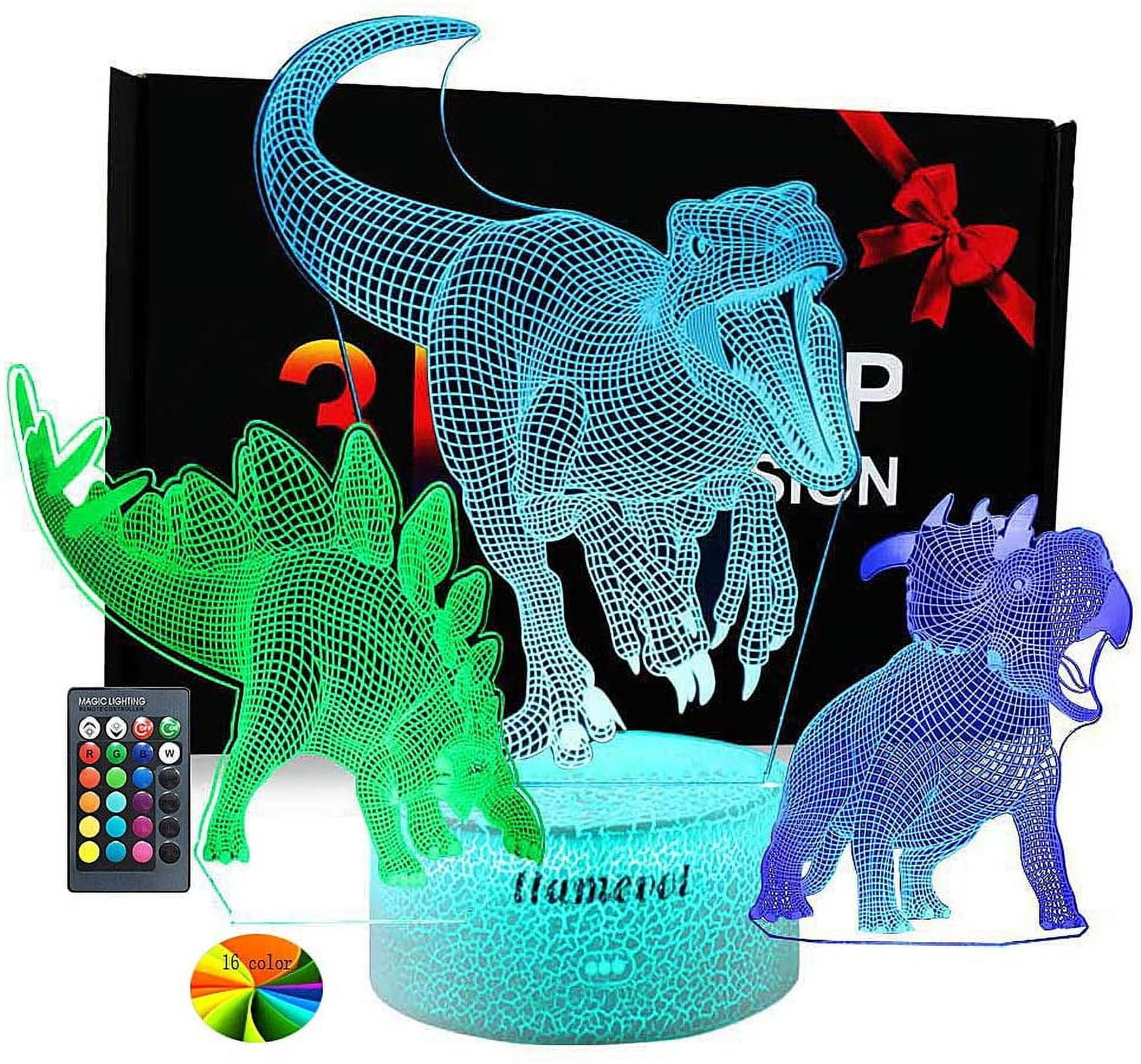 Dinosaur Toys Night Lights for Kids Christmas Gift Birthday 3D Illusion ...
