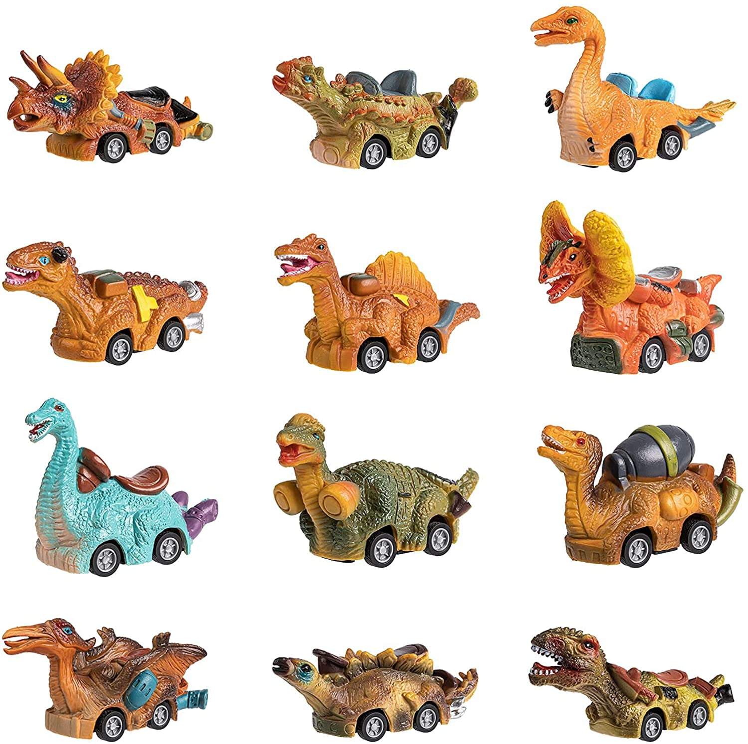 Dinosaur Toys Pull Back Cars - 12 Pack Realistic Pull Back Dinosaurs Cars Toys for 3+ Years Old ...
