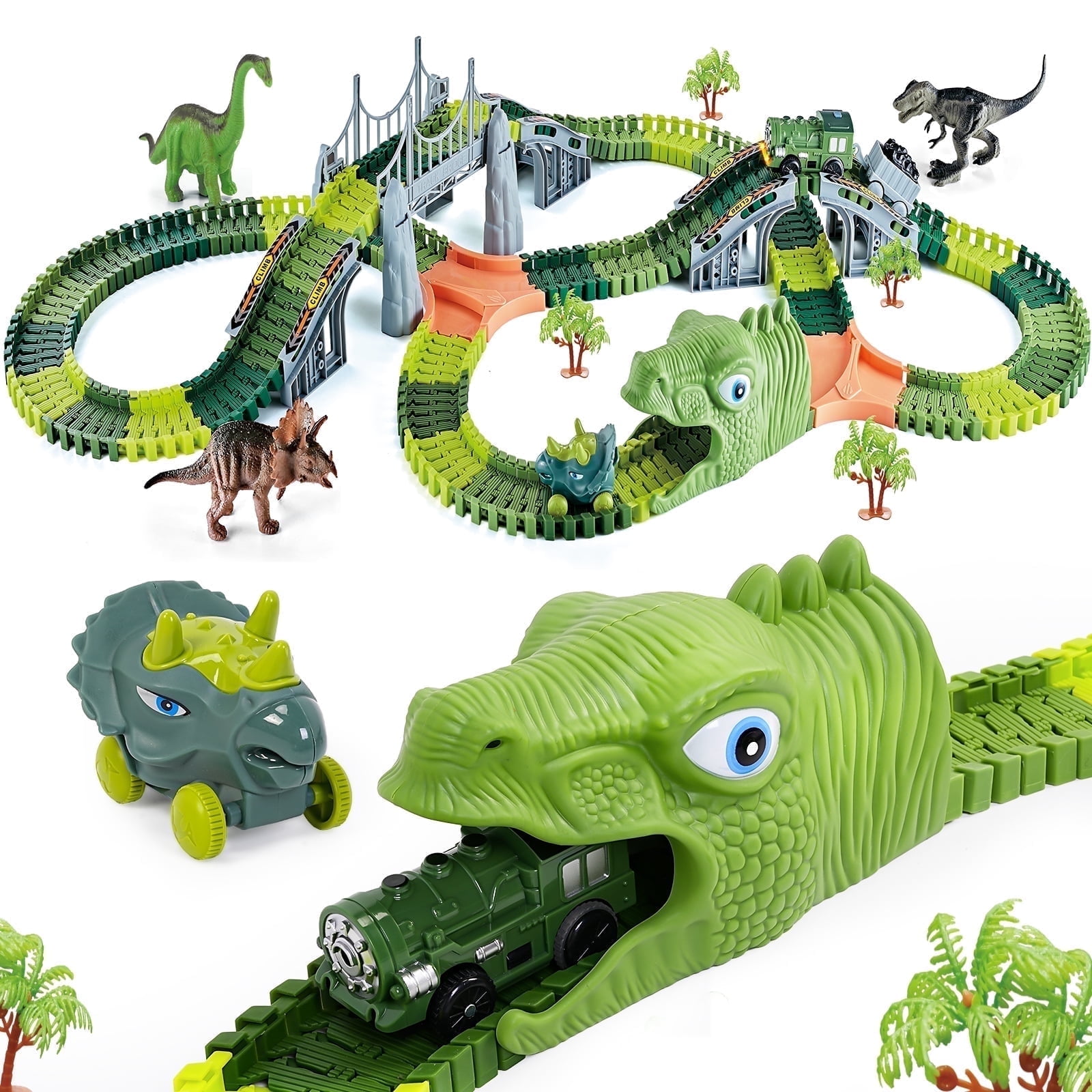 275 PCS Dinosaur Toys Race Track with Light-Up Cars, STEM Playset for Kids Ages 3+ - Walmart.com