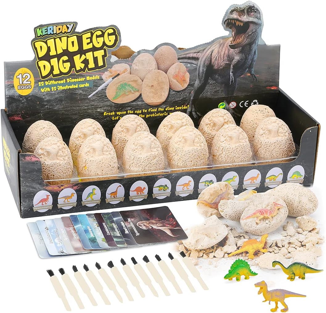 Dino Egg Dig Kit - DIY Dinosaur Toys for Kids 3-12, Discover 12 ...
