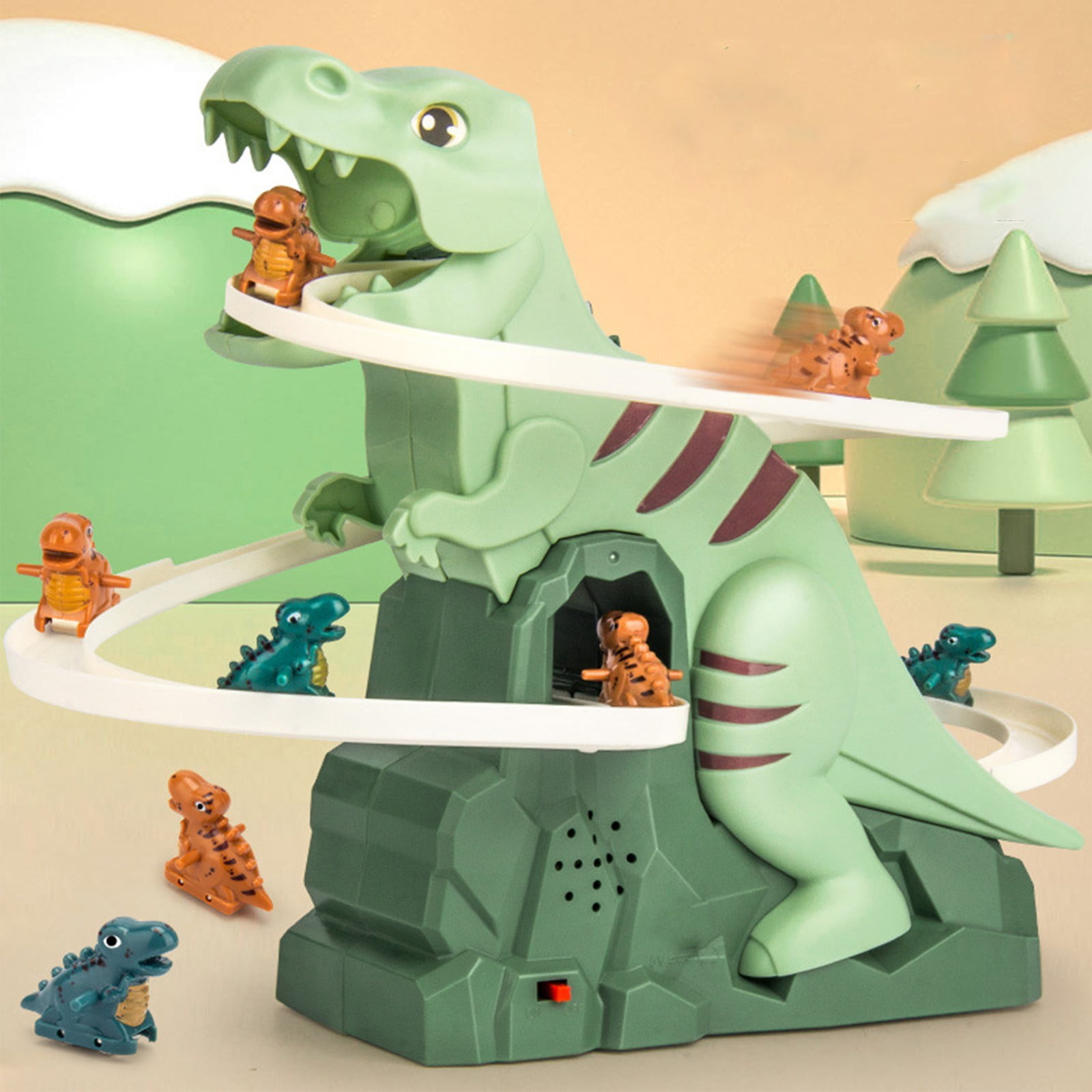 Dinosaur Track Toys, Dinosaur Climbing Stairs Toy with 3 Little ...