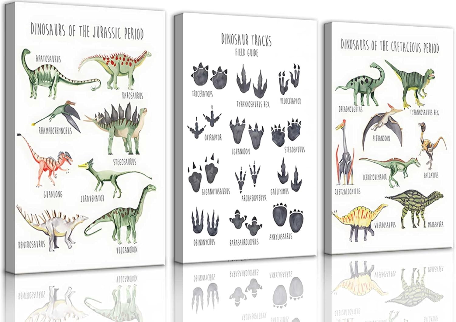 Dinosaur Tracks Wall Art Tyrannosaurus Stegosaurus Triceratops ...