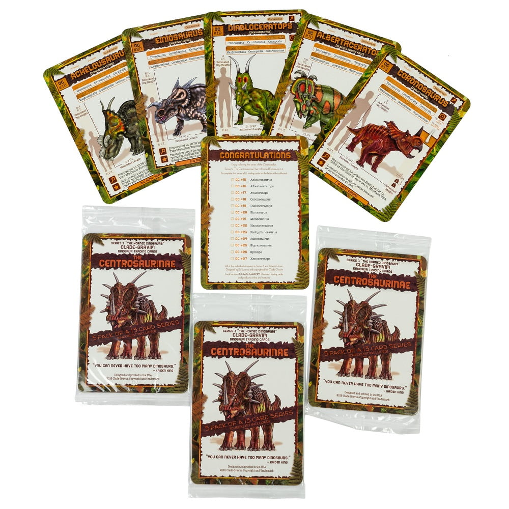 Dinosaur Trading Cards for Boys Adults Girls Bundle Series 3 Horned ...