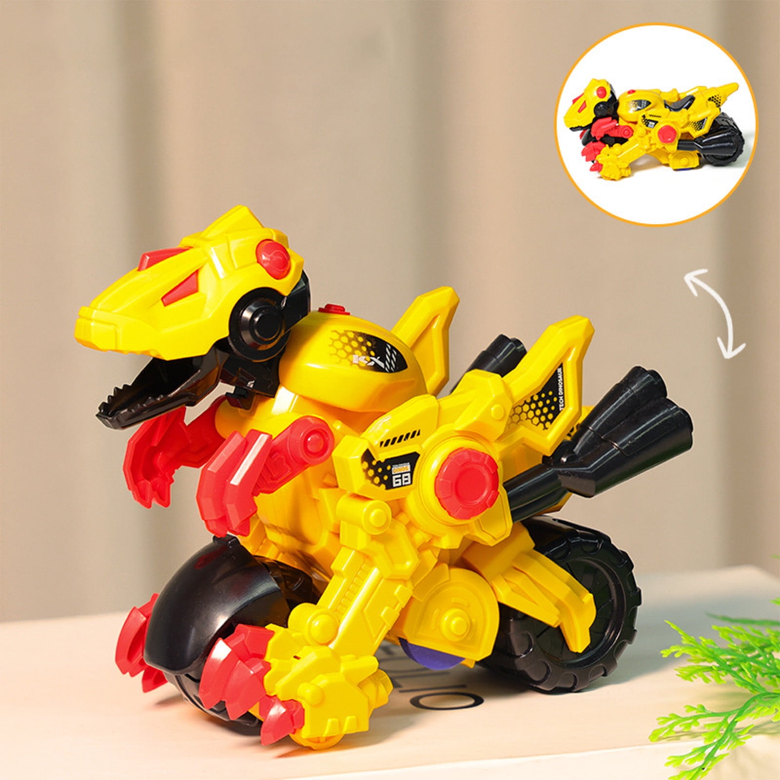 Dinosaur Transforming Toy Car | Blue/Yellow/Red | Convertible Dino to ...