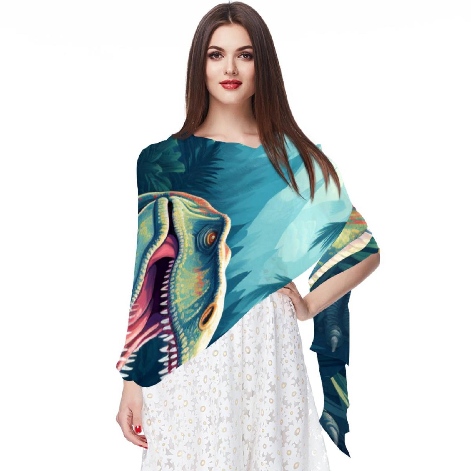 Dinosaur Translucent Chiffon Yarn Silk Scarf - Light Breathable ...