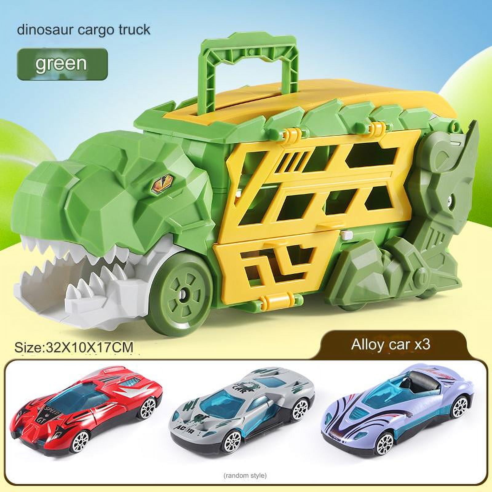 Dinosaur Transport Toy Truck With Pull Back Vehicles Container Storage ...