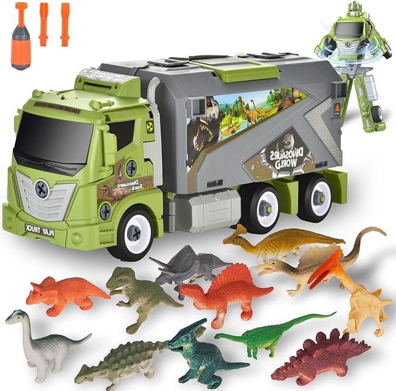 Broozy Creations Dinosaur Transport Truck Robot with 12 Dinosaur ...