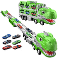 Funtogether Toys Dinosaur Transport Truck with Race Car Track Set ...