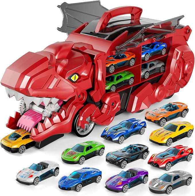 Dinosaur Transporter Truck Toys for Kids Ages 3-6 – Transforming Truck ...