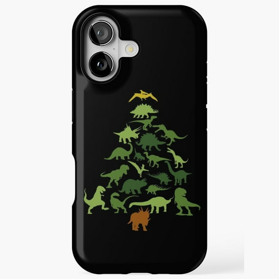 Dinosaur Tree Collage Green Fun Holiday Creature Art for iPhone 17 to ...