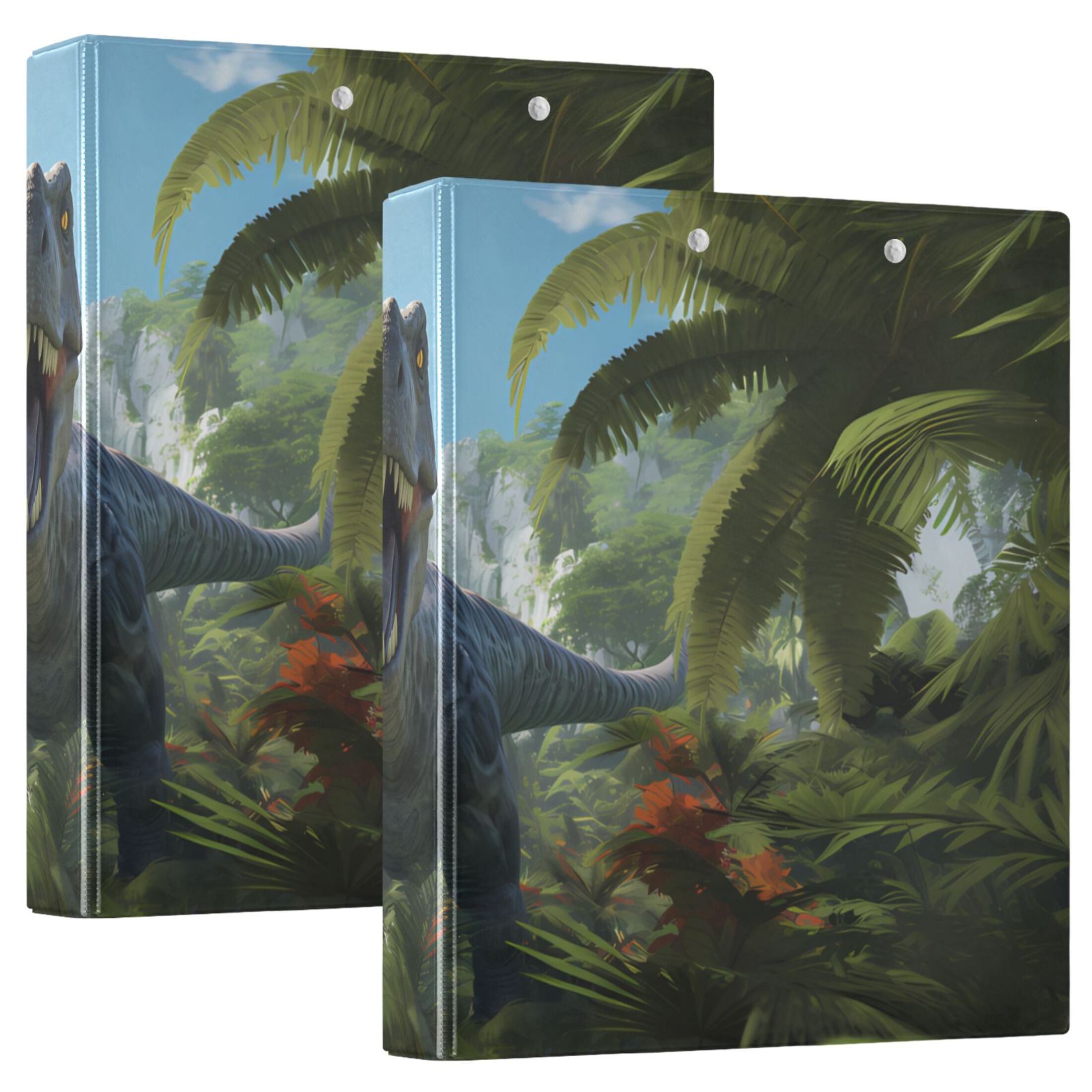 Dinosaur Trees Forest Sky Leaves 3 Ring Binders 1.5 inch Hardcover File ...
