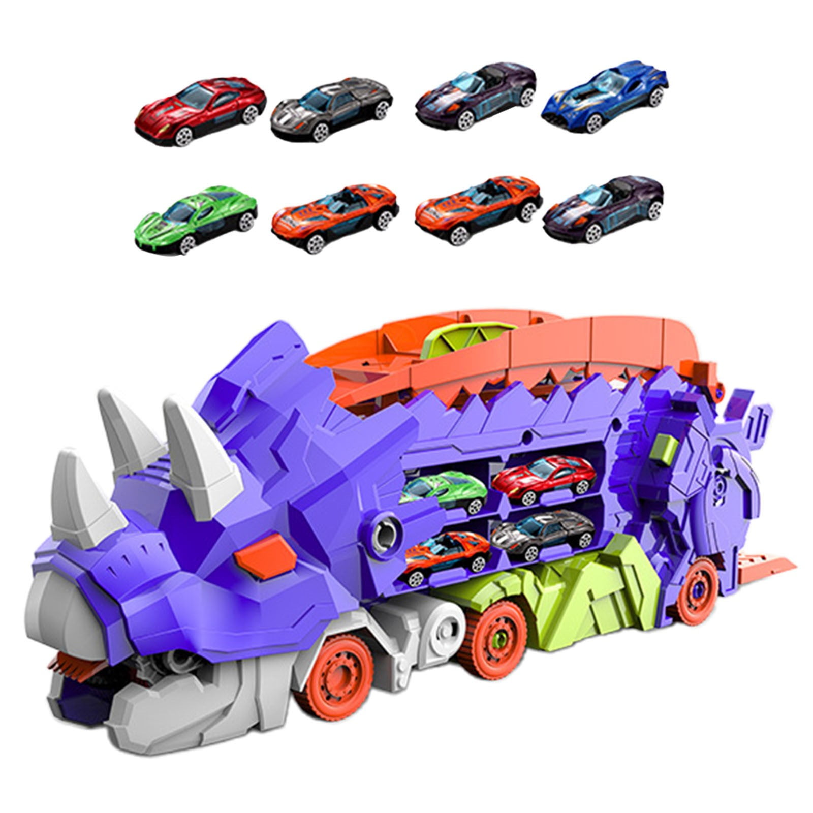 Dinosaur Truck Toys for Kids, Transforms into Triceratops with Race Track Set, Ultimate City ...
