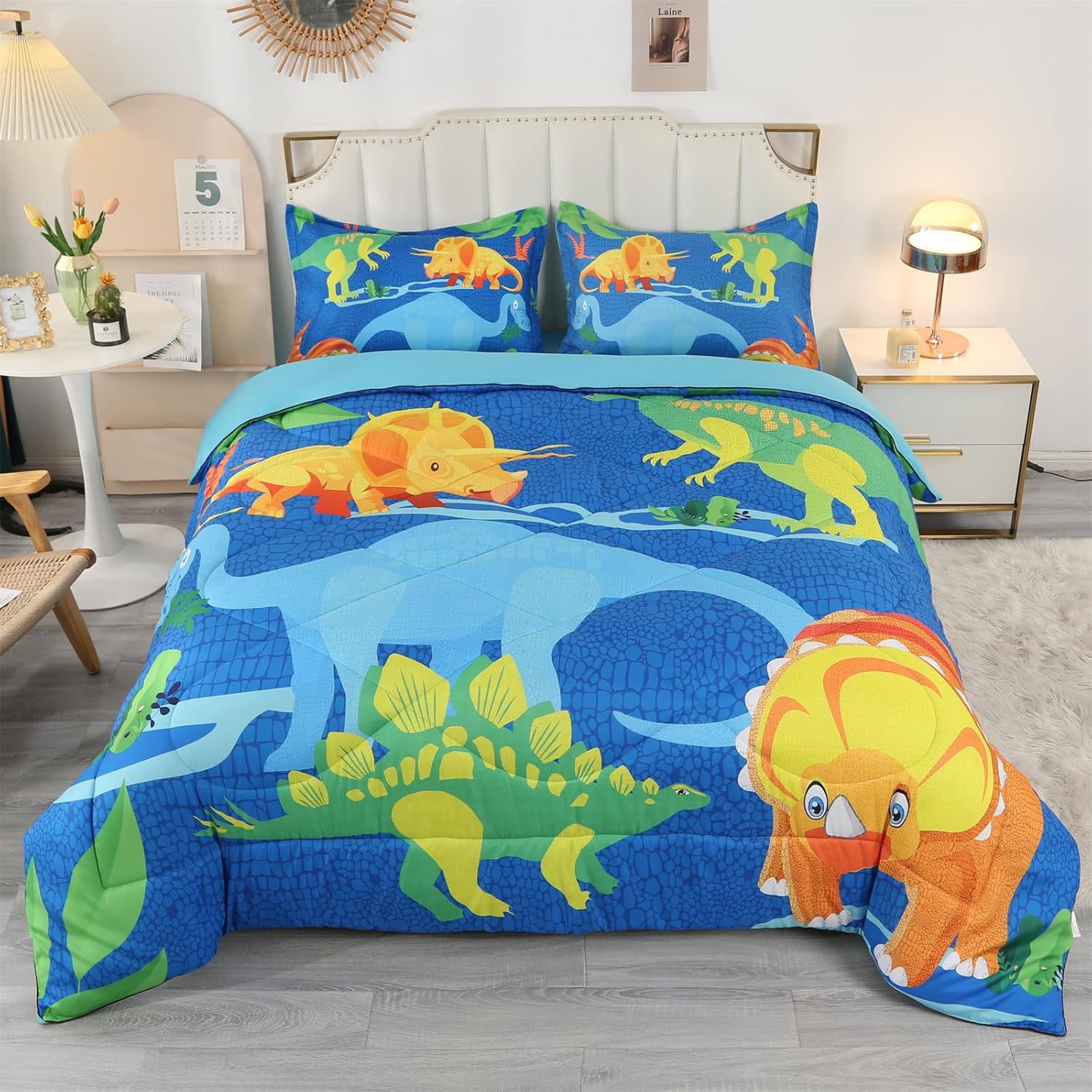 Dinosaur Twin Bedding Sets for Boys and Girls 5 Piece Premium 3D ...