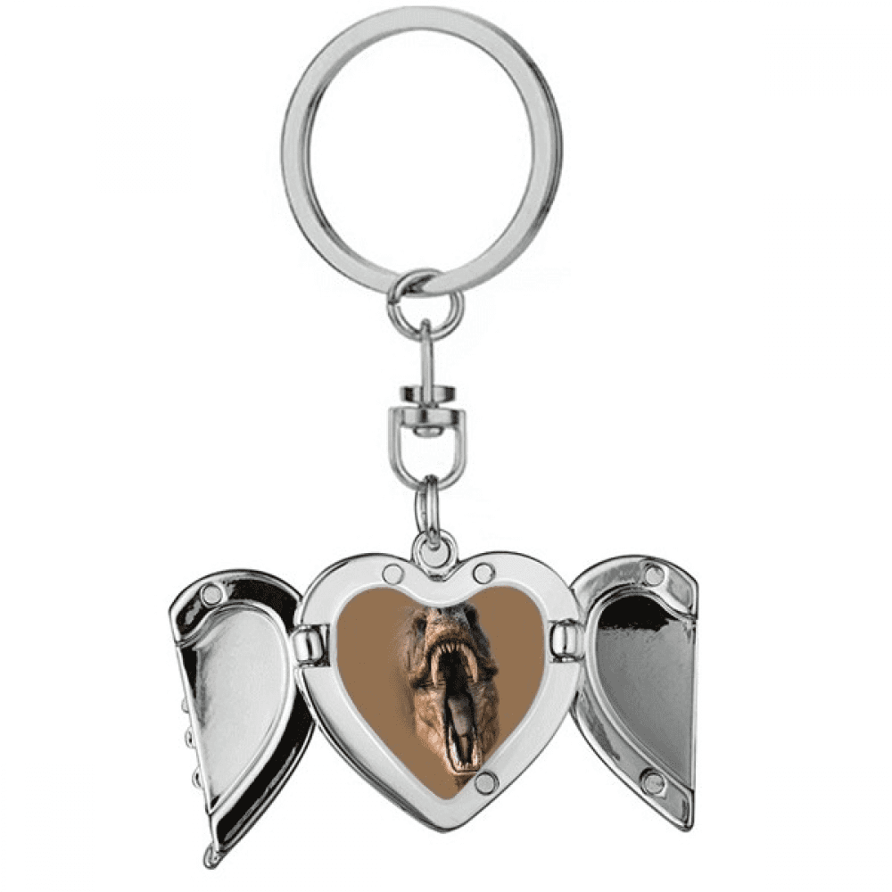 Dinosaur Tyrannosaurus Rex Opens Mouth Teeth Heart Angel Wing Key Chain ...