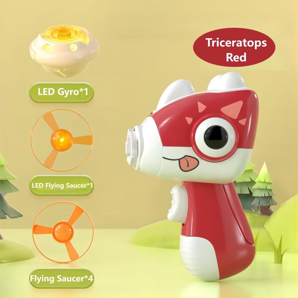Dinosaur UFO Disc Launcher Toy, with 1 Light Gyro 1 Light Flying Saucer ...