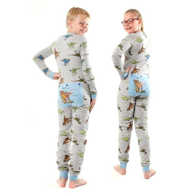 Dinosaur Union Suit Boys & Girls one piece Pajamas T-Rex on Rear Flap - Walmart.com