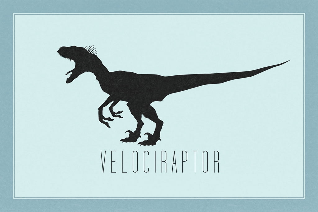 Dinosaur Velociraptor Blue Dinosaur Poster For Kids Room Dino Pictures ...