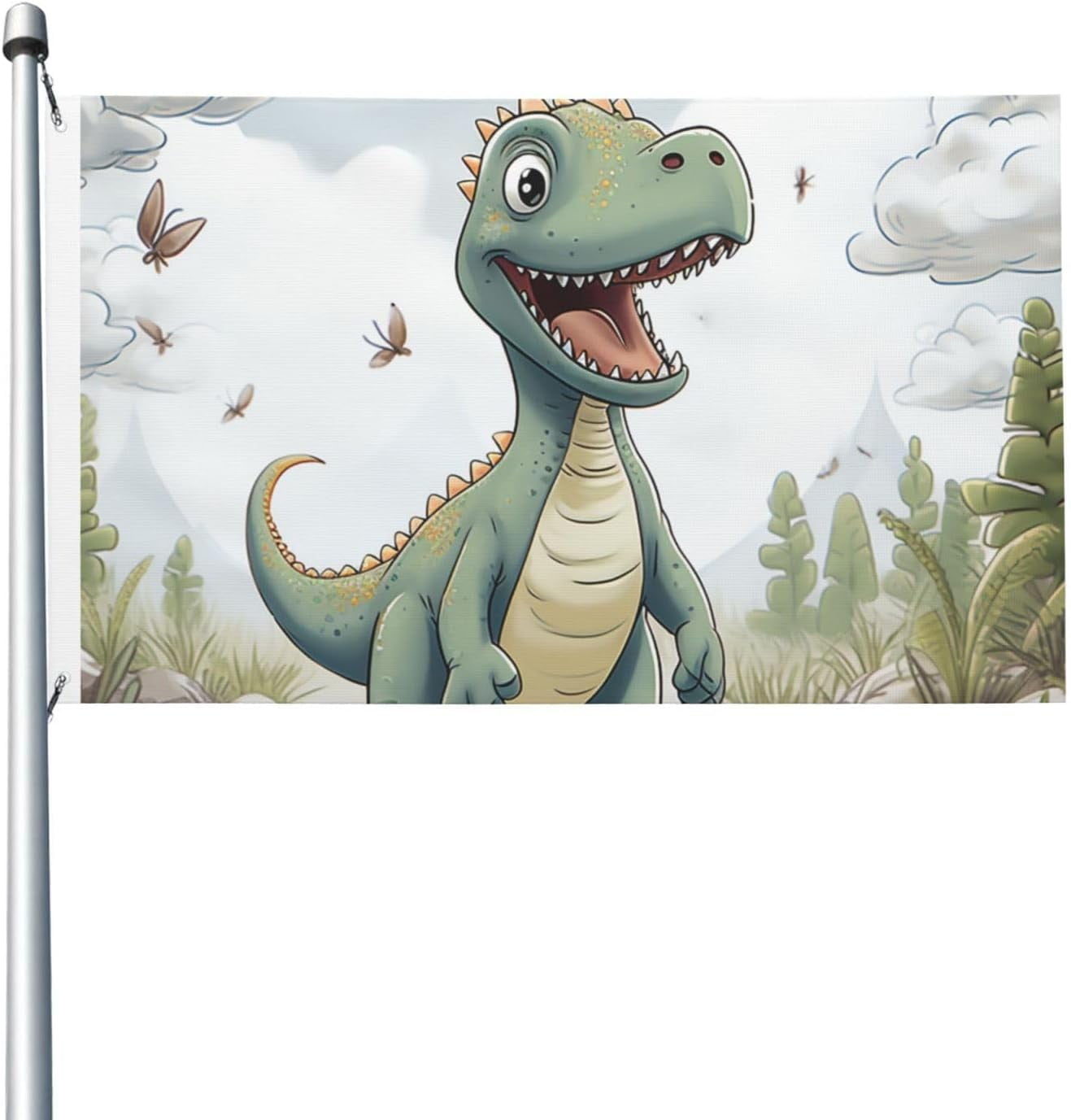 Dinosaur Walking Garden Flag Welcome Flags for Outside Holiday Banner ...