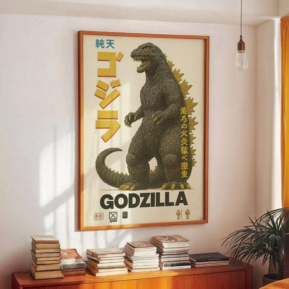 Dinosaur Wall Art : Japanese Movie Poster, Retro Print UNFRAMED PAPER ...