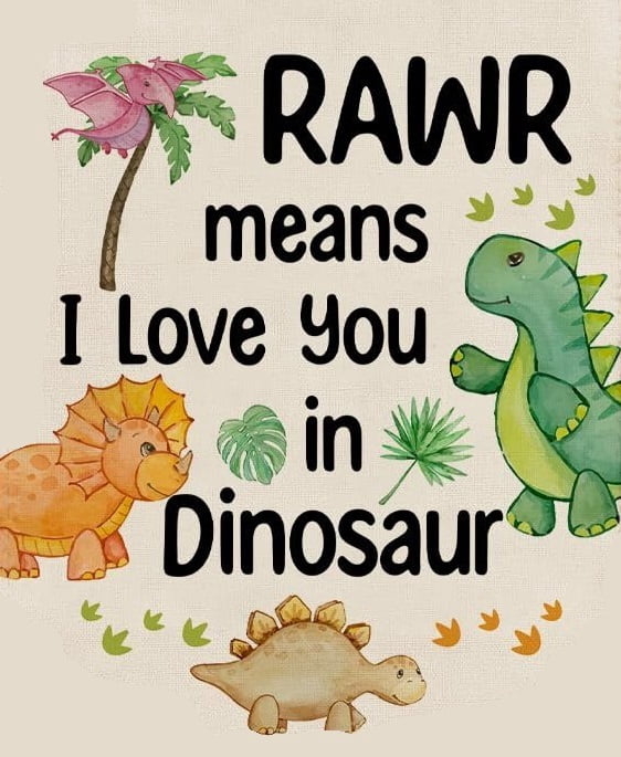 Dinosaur Wall Art Rawr Means I Love You Poster Wall Decor Dinosaur Room ...