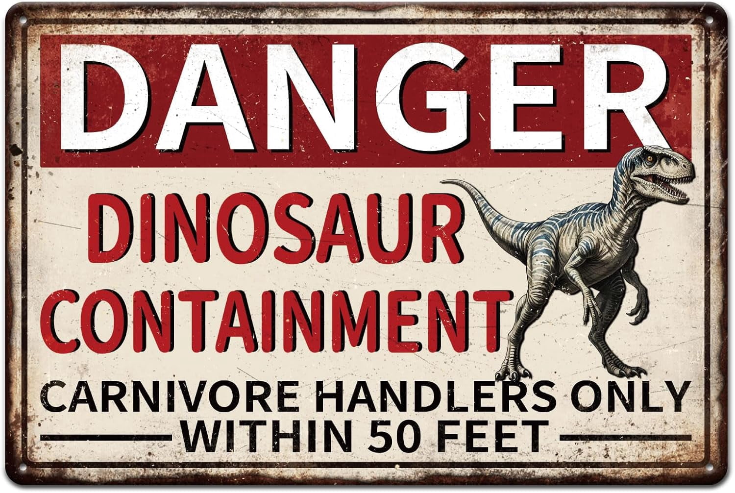 Dinosaur Warning Metal Tin Sign "Danger" Vintage Painting Tin Signs ...
