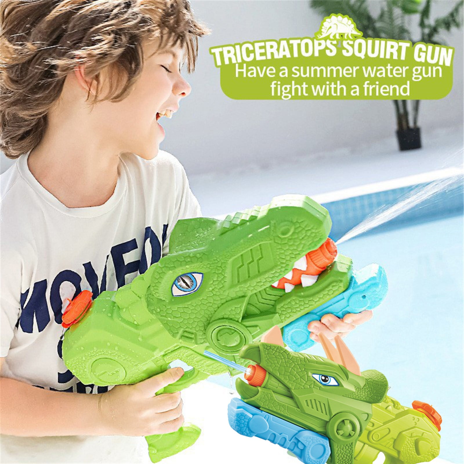 Dinosaur Water Soaker For Kids Pump Action Outdoor Squirt Long Range ...