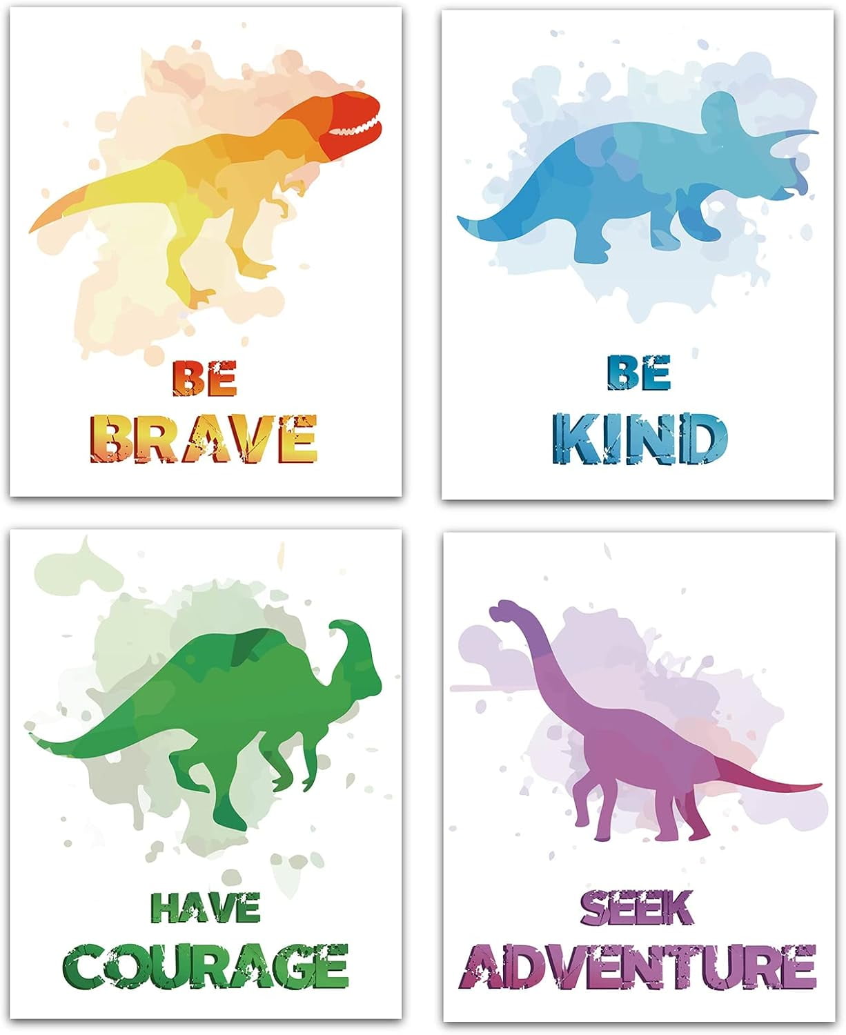 Dinosaur Watercolor Canvas Art Print Inspirational Quote Posters ...