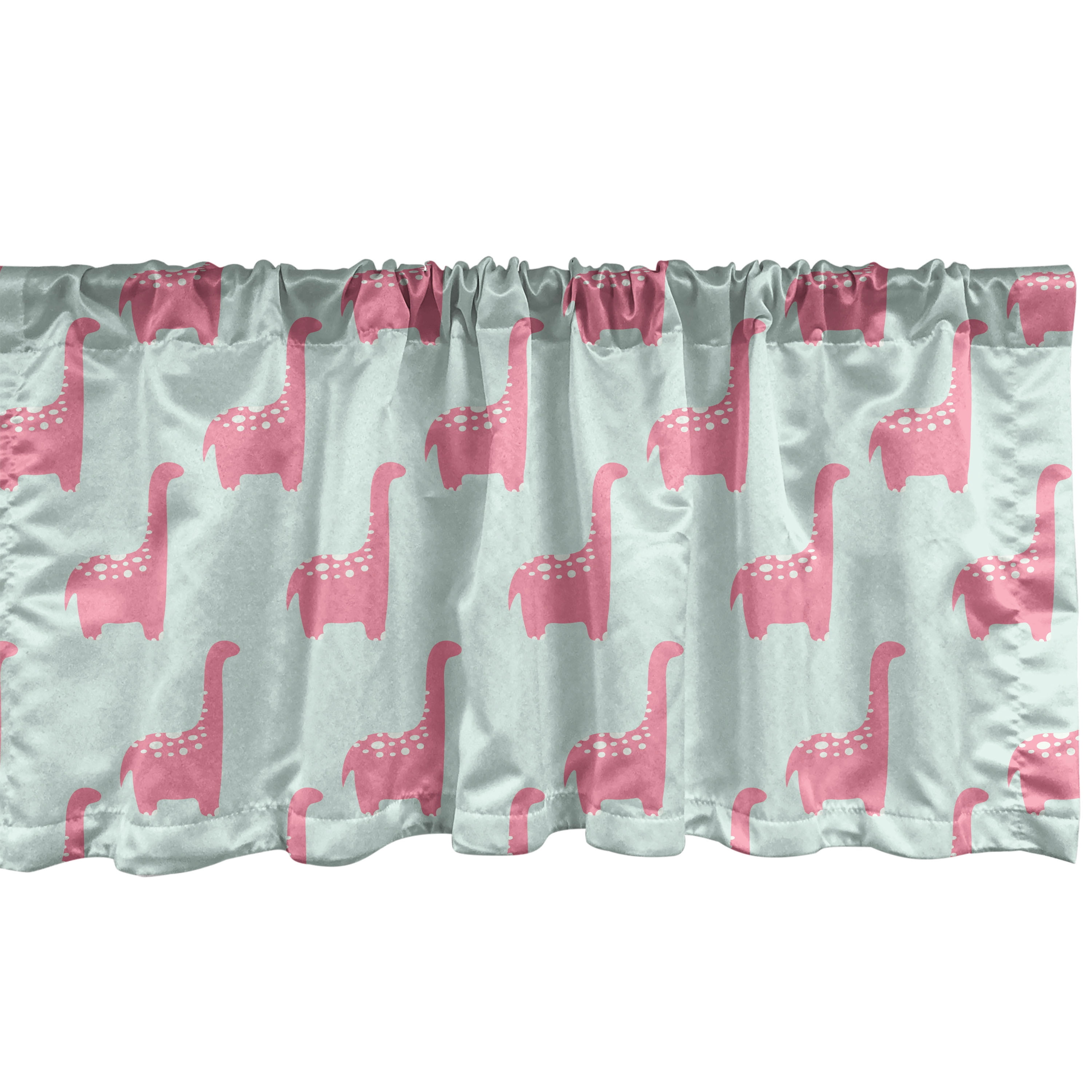 Ambesonne Dinosaur Valance Pack of 2, Happy Dino, 54"X12", Pastel Pink ...