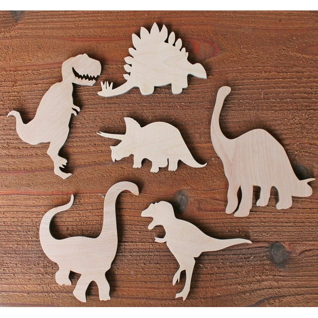 Dinosaur Wood Cutout Shapes Cut Out T-Rex Brontosaurus Brachiosaurus ...