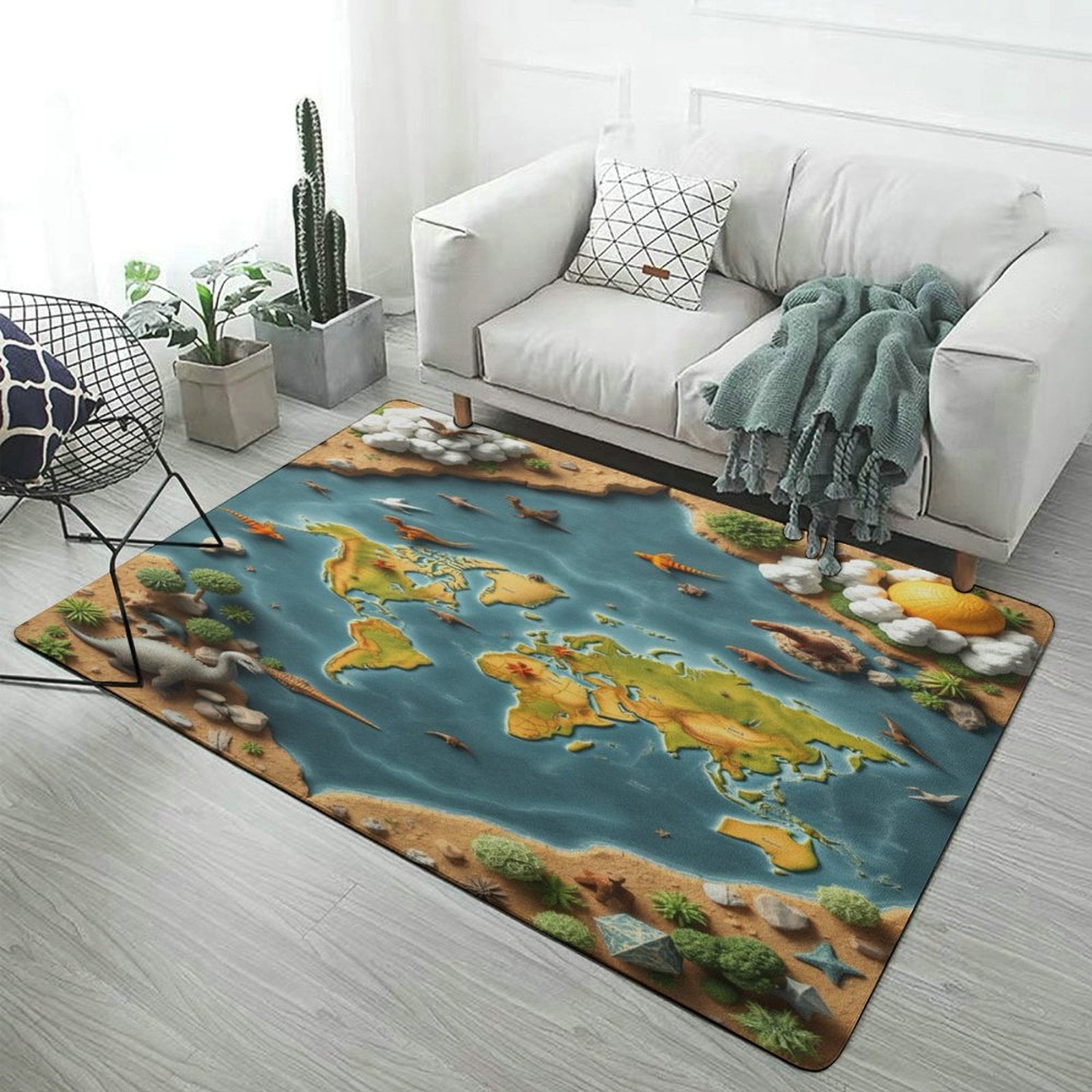 Dinosaur World Map Carpets for Living Room Luxury Rations Sofa Table ...