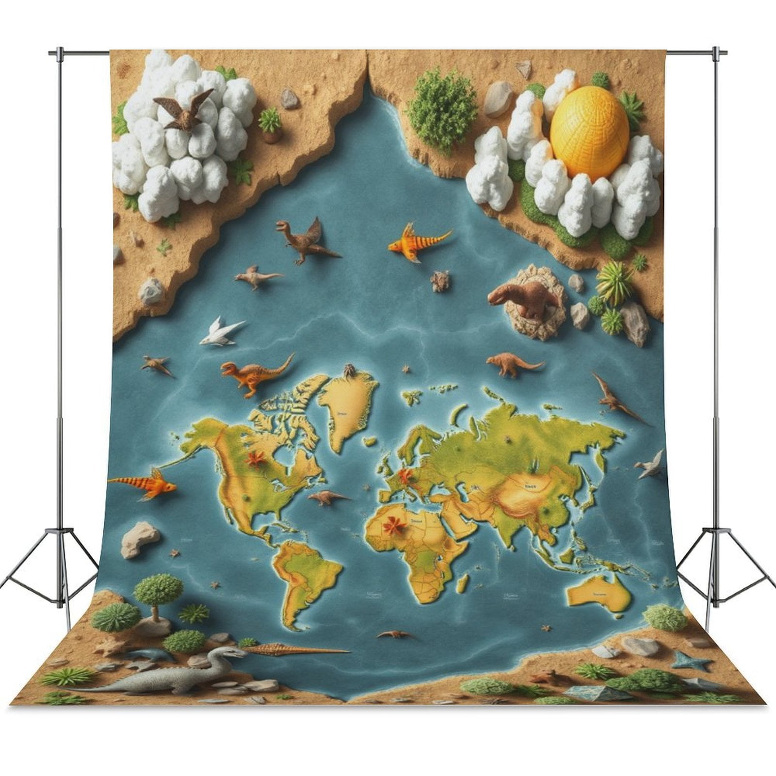 Dinosaur World Map Decorations BackdropPortrait Photography Background ...