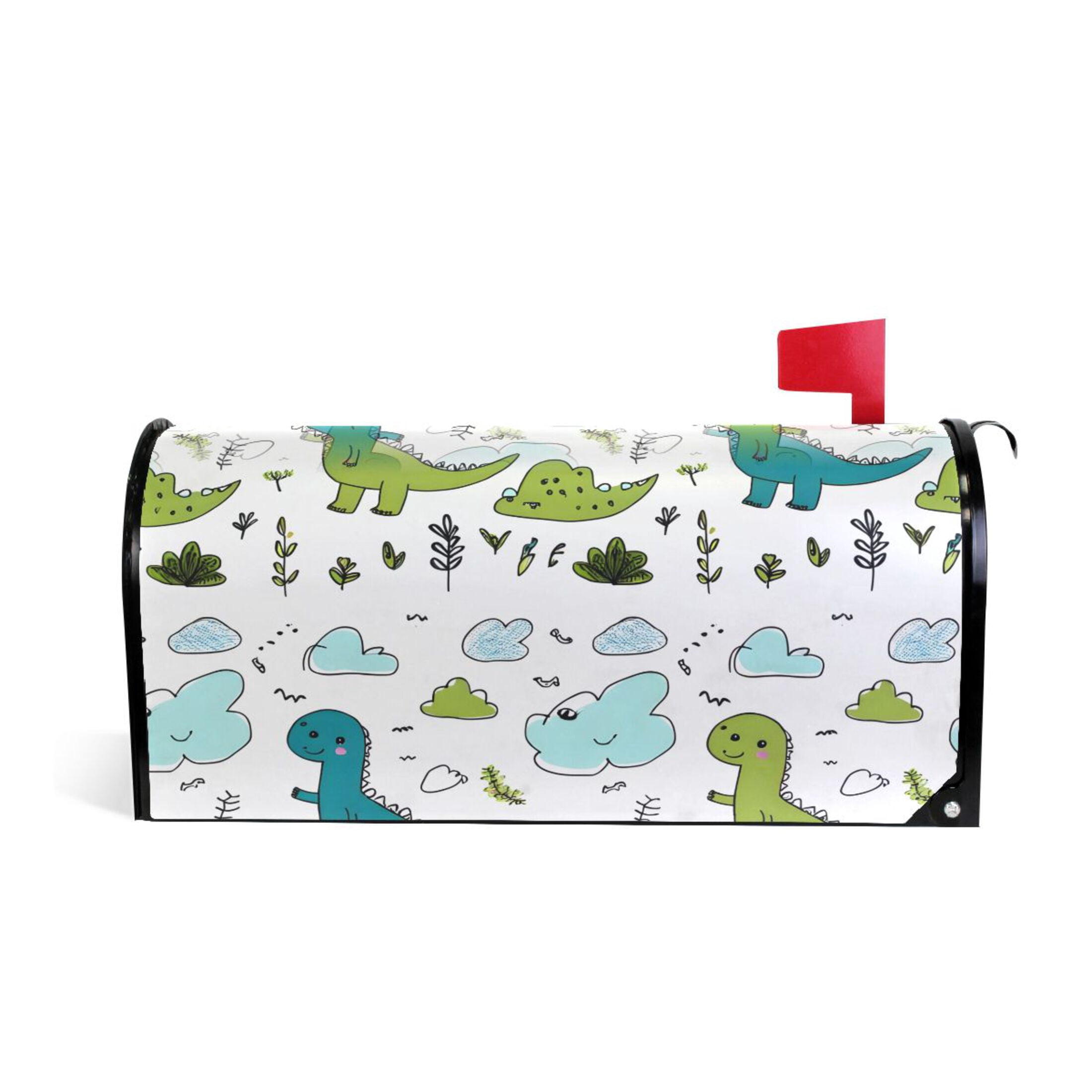 Dinosaur and Cloud Magnetic Mailbox Covers 21" X 18" Post Letter Box ...