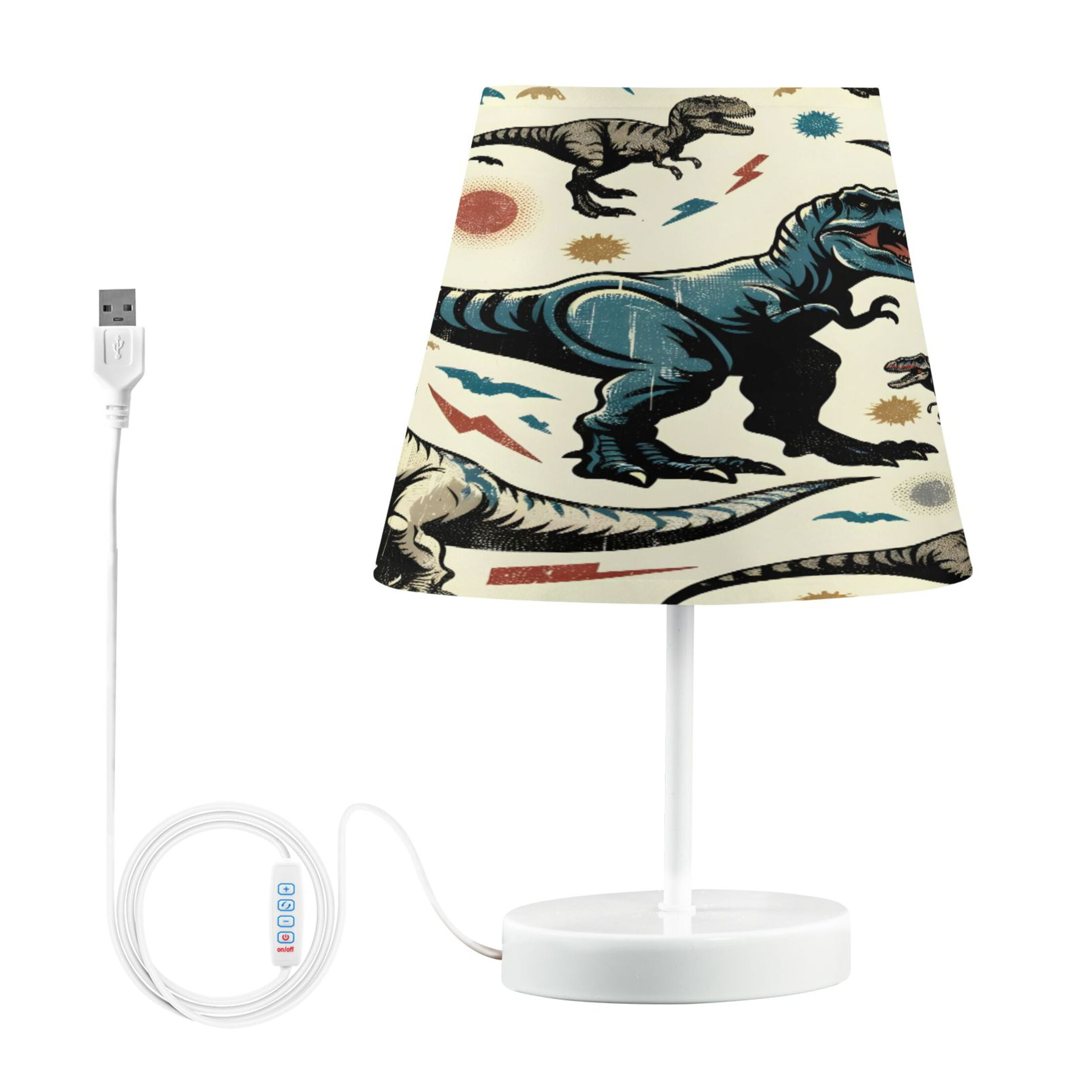 Dinosaur and Lightning Desk Lamp LED Table Nightstand Lamps with 3 ...