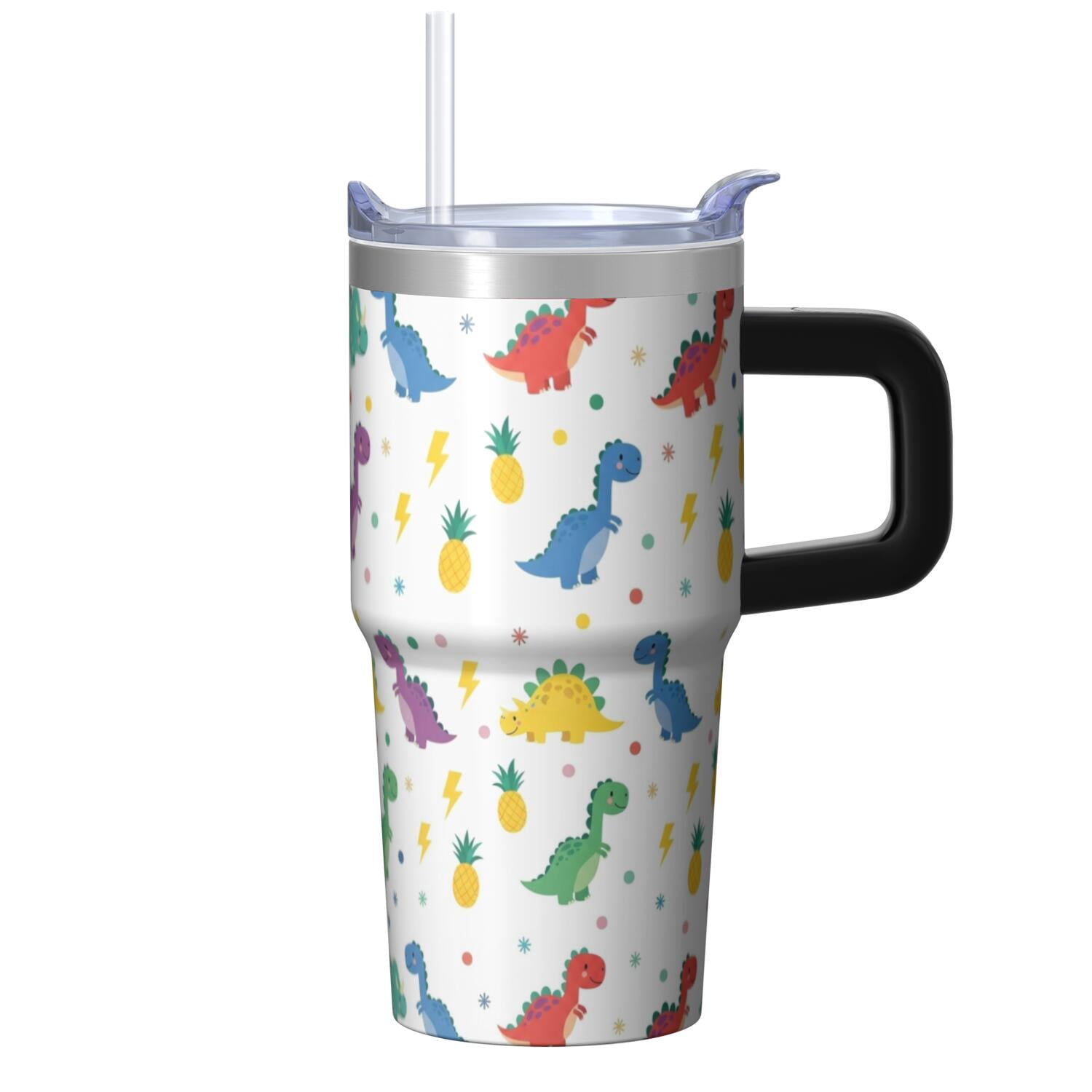 Dinosaur and Pineapple White Pattern 20oz Insulated Tumbler, Stainless ...