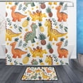 Dinosaur and Pineapples Pattern Bathroom Accessory Sets Waterproof ...