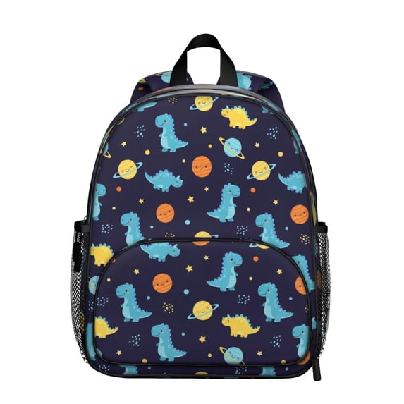 Dinosaur and Planet Navy Pattern Backpack for School, Cute School Bag ...