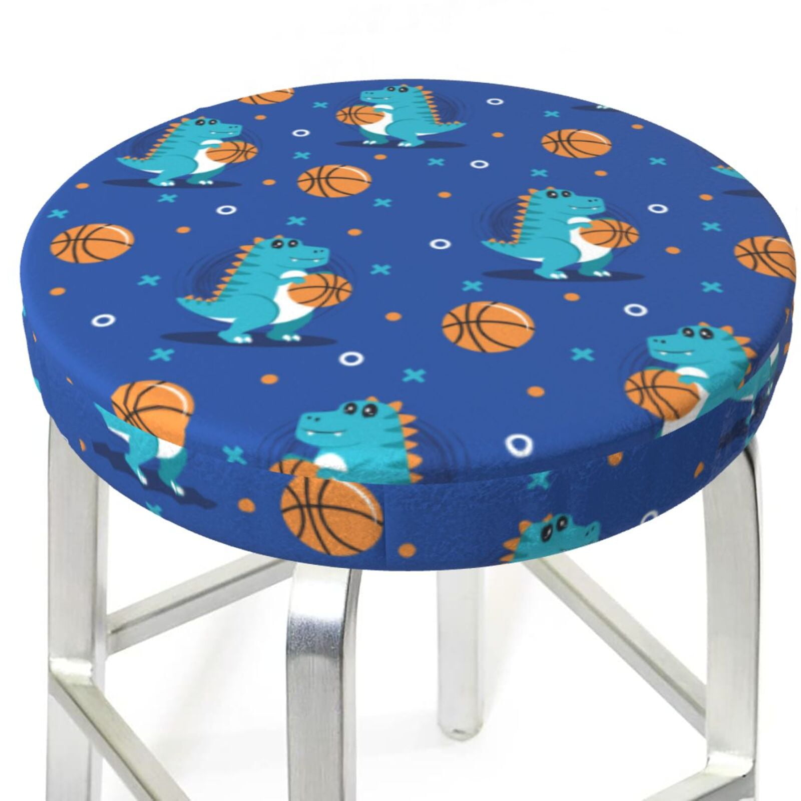 Dinosaur basketball Bar Stool Covers - Stretch Round Seat Covers with ...