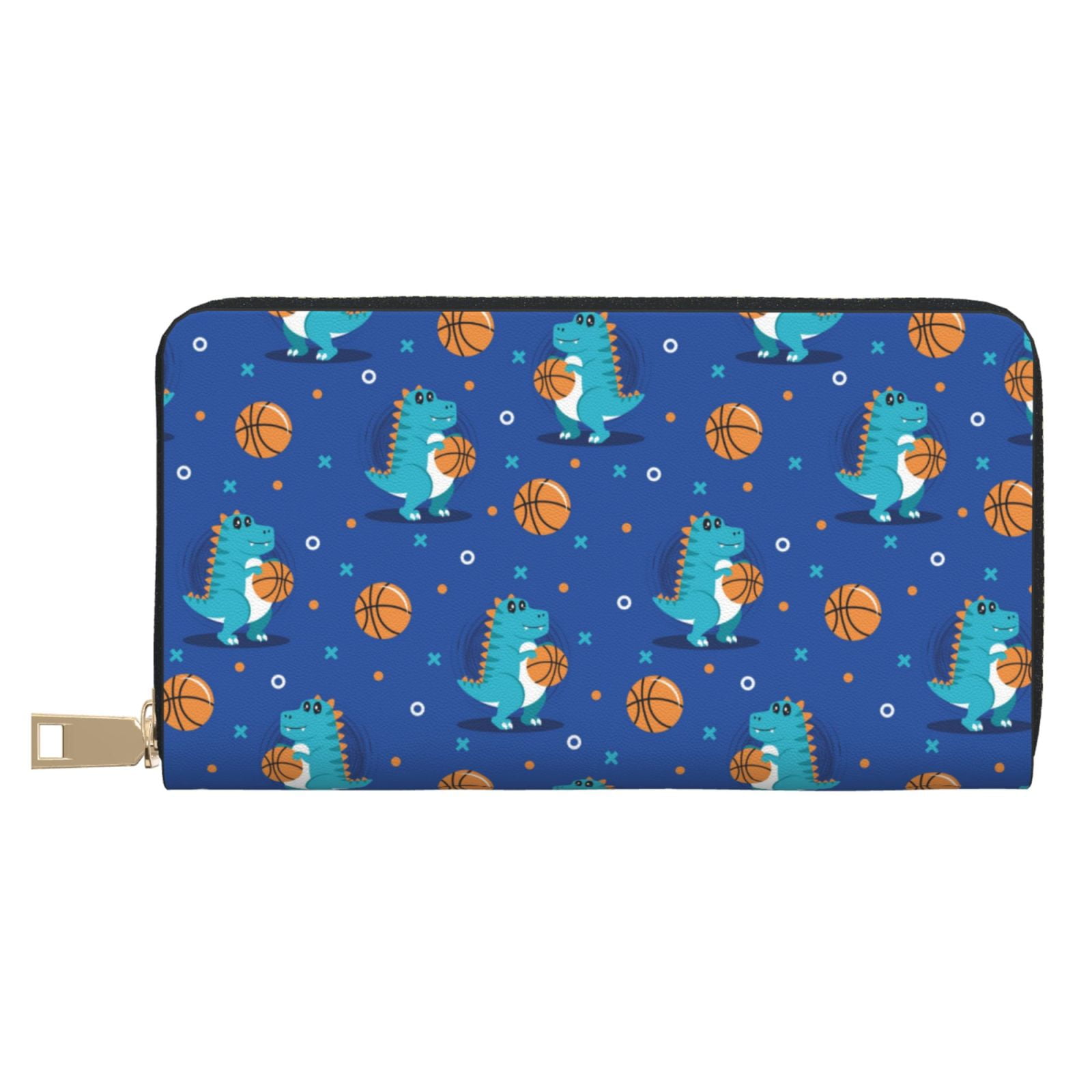 Dinosaur basketball Wallet Women, Leather Bifold Multi Card Wallet ...