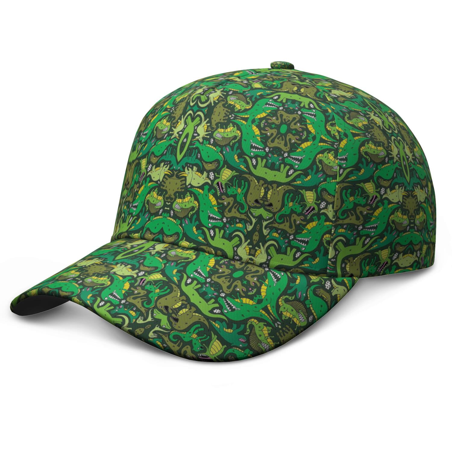Dinosaur in Nature Snapback Hat - Artistic Dino Illustration Breathable ...