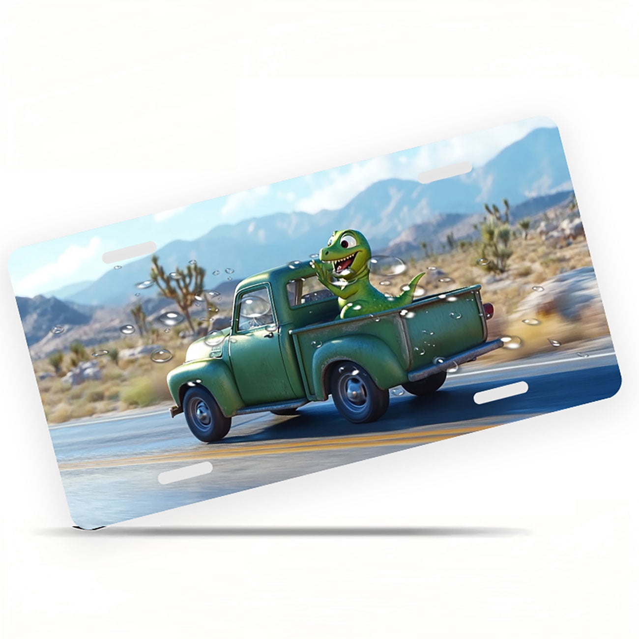 Dinosaur in a Pickup Truck Funny Personalized License Plate Rust-proof ...