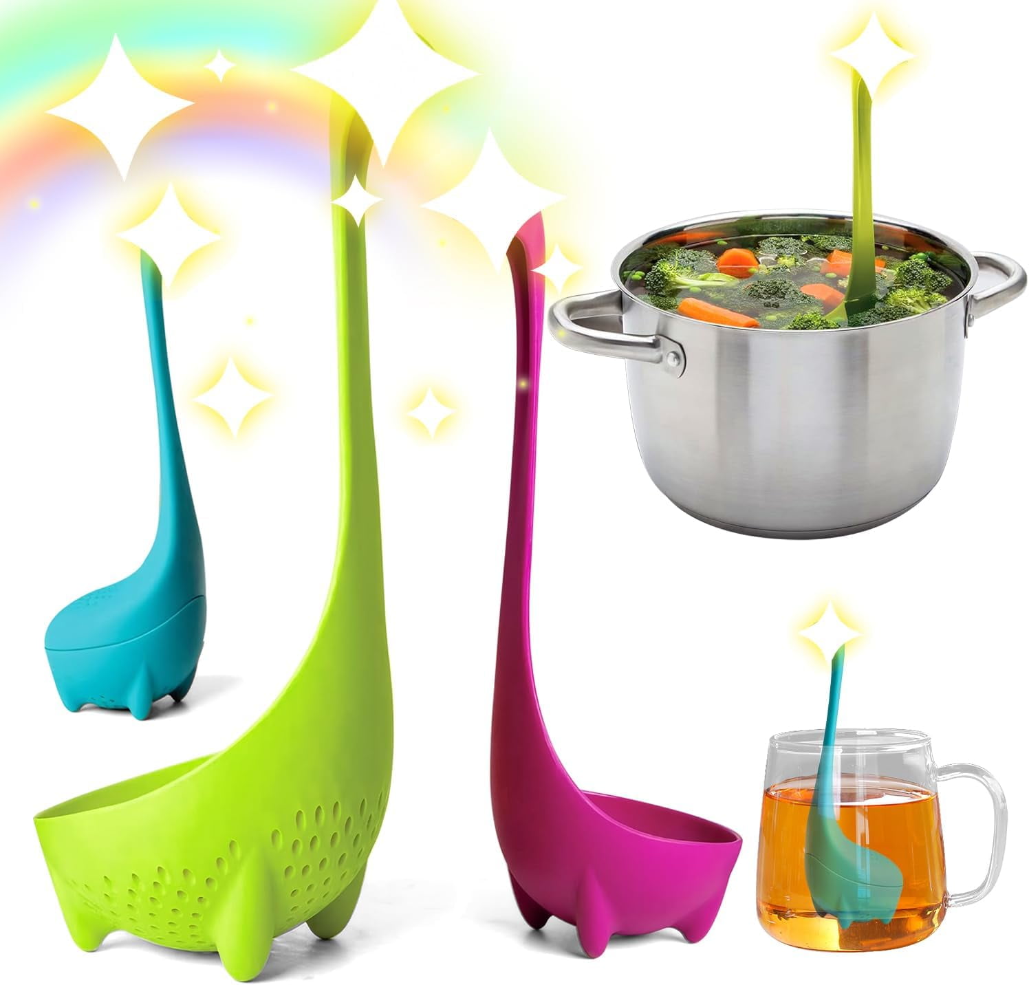 Dinosaur ladle Pack of 3 Ladle Spoon,Silicone Large Spoon for Soup,Non ...