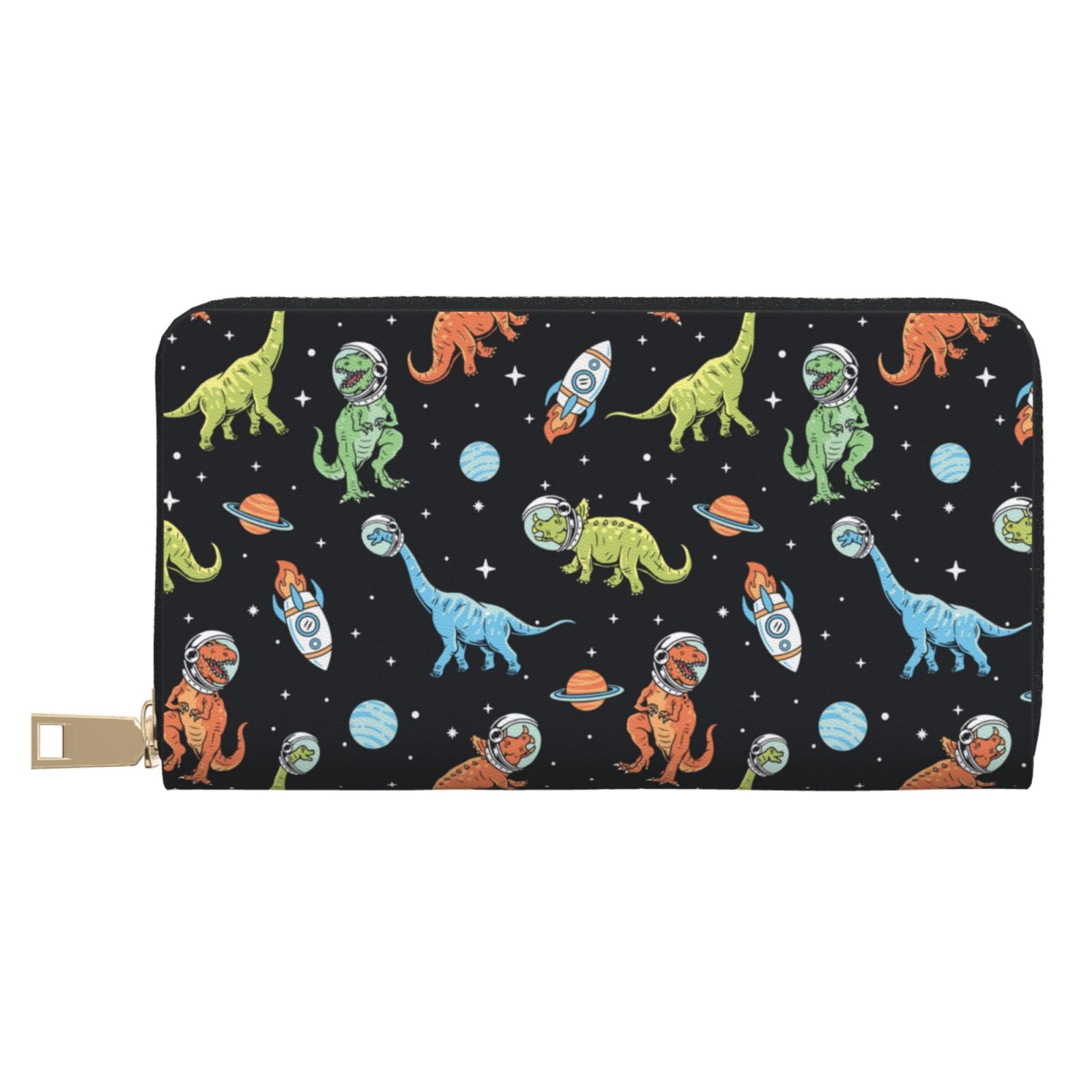 Dinosaur space Wallet Women, Leather Bifold Multi Card Wallet, Women's ...