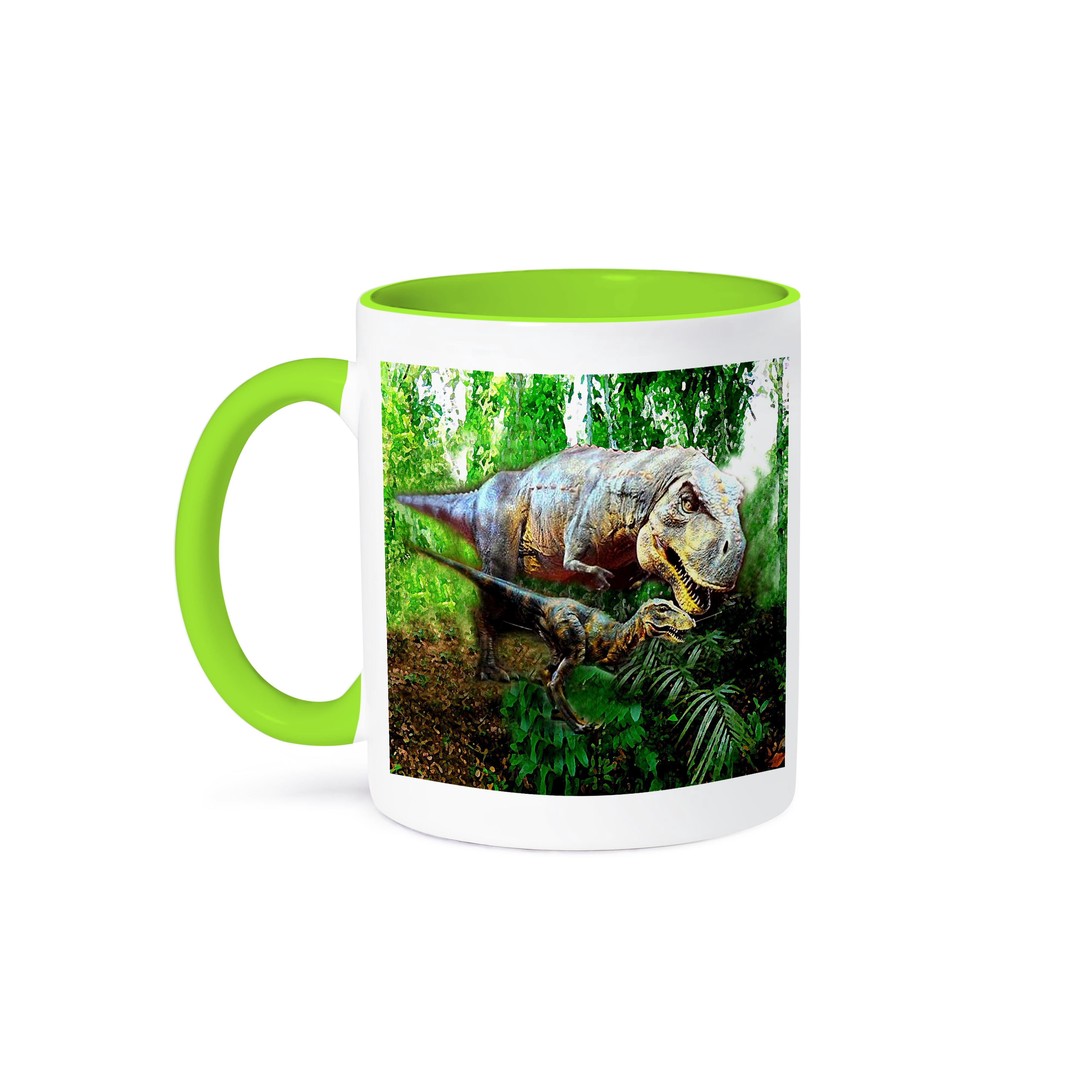 3dRose, Dinosaurs, 15oz Two-Tone Green Mug - Walmart.com