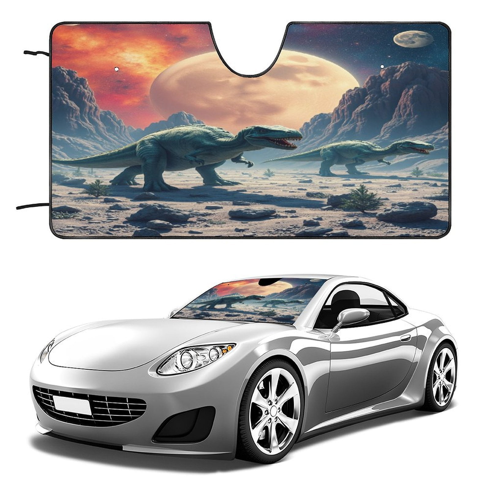 Dinosaurs Alien Landscape Car Sunshade Curtains Heat-insulating ...