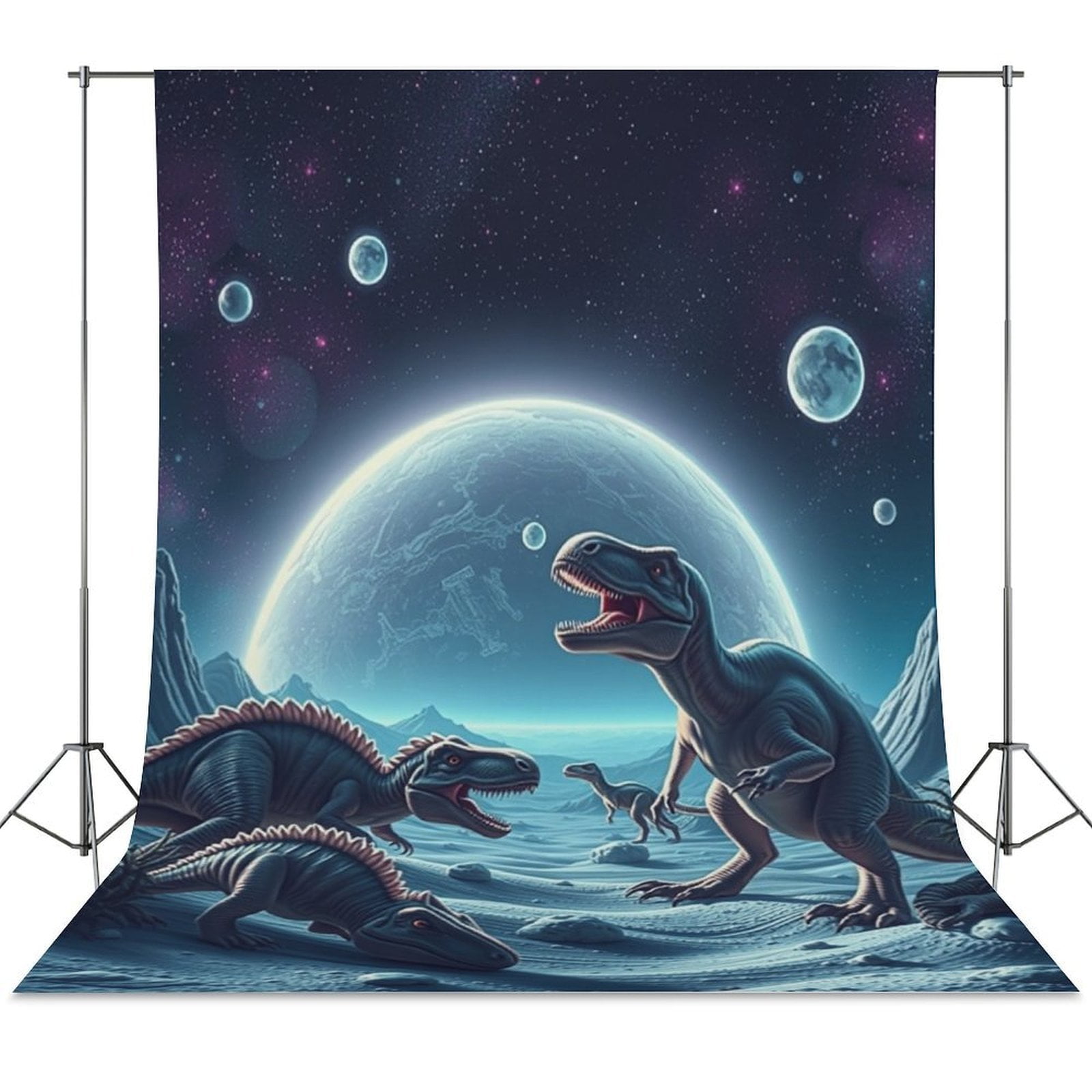 Dinosaurs Alien Moon Backdrop Baby Shower Newborn Portrait Girl Boy ...