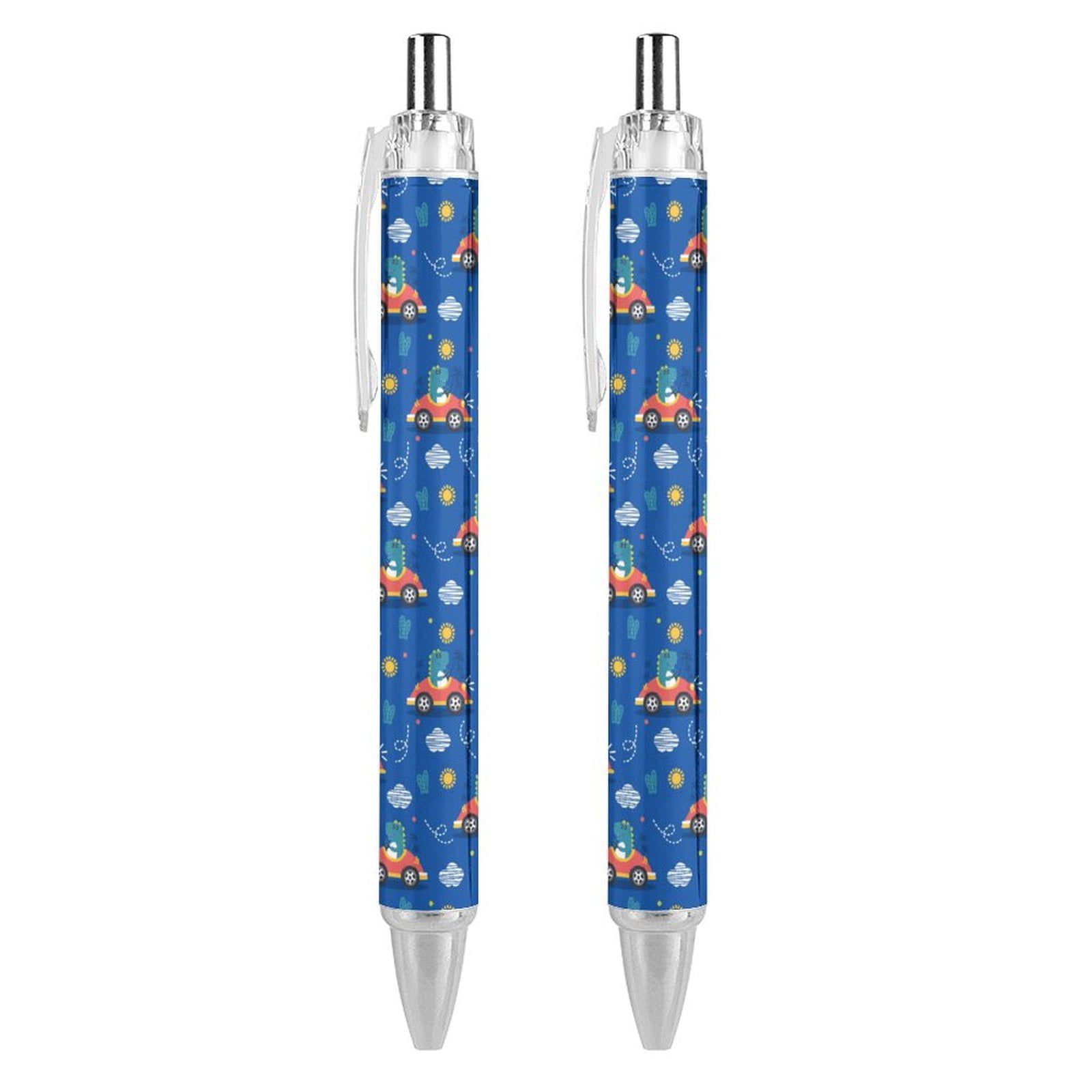 Dinosaurs And Cars Pattern Ballpoint Pen Retractable Pens Black Writing ...