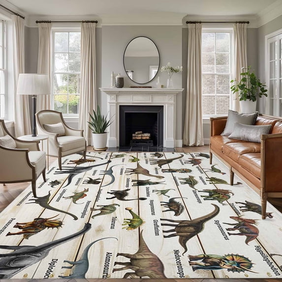 Dinosaurs Area Rug 5x7 Washable Rug Non Slip Natural Primitive Wild ...