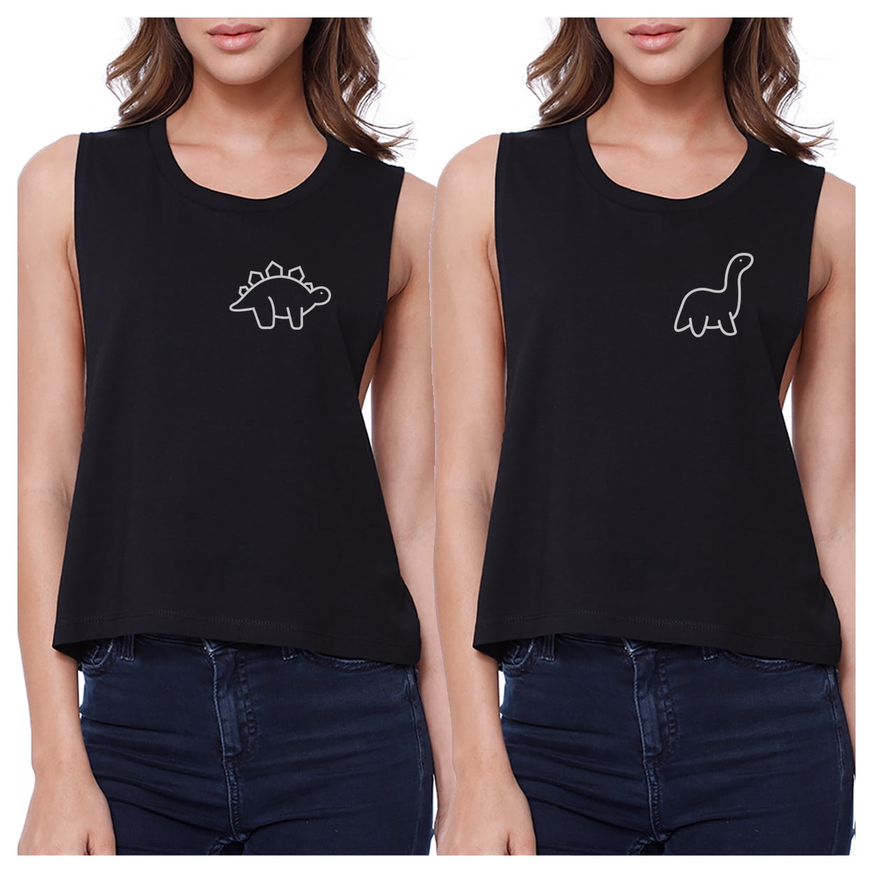 Dinosaurs BFF Matching Black Crop Tops - Walmart.com