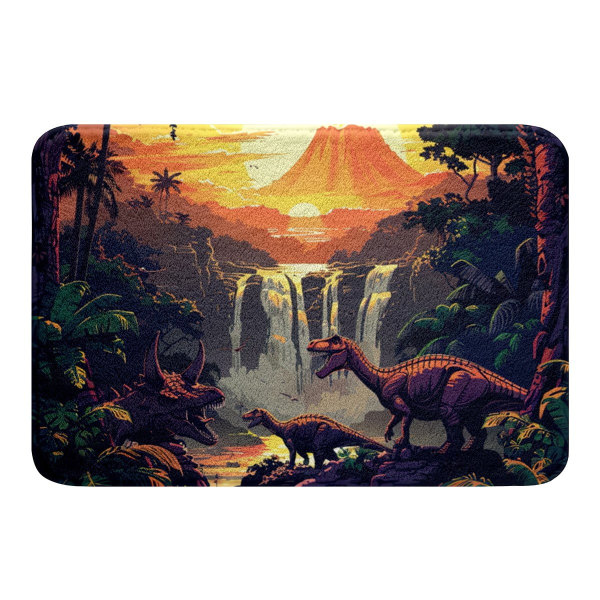 Dinosaurs Bathroom Rugs 3D Dinosaur 20"x32" Rug,Sunset Jungle Woodland ...